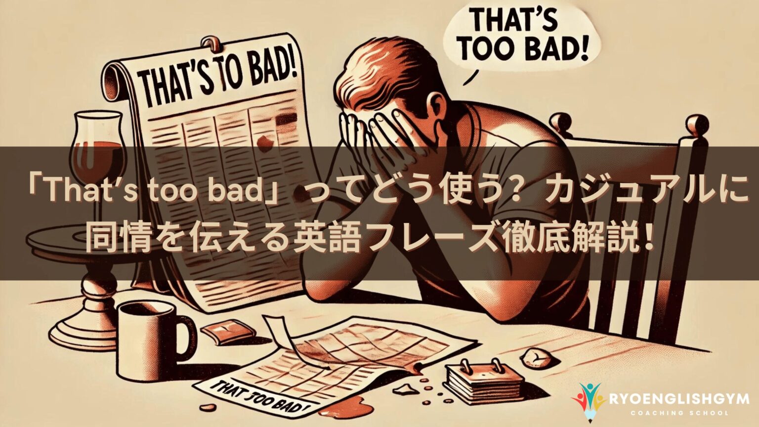 「That’s too bad」ってどう使う？カジュアルに同情を伝える英語フレーズ徹底解説！ | RYO英会話ジム